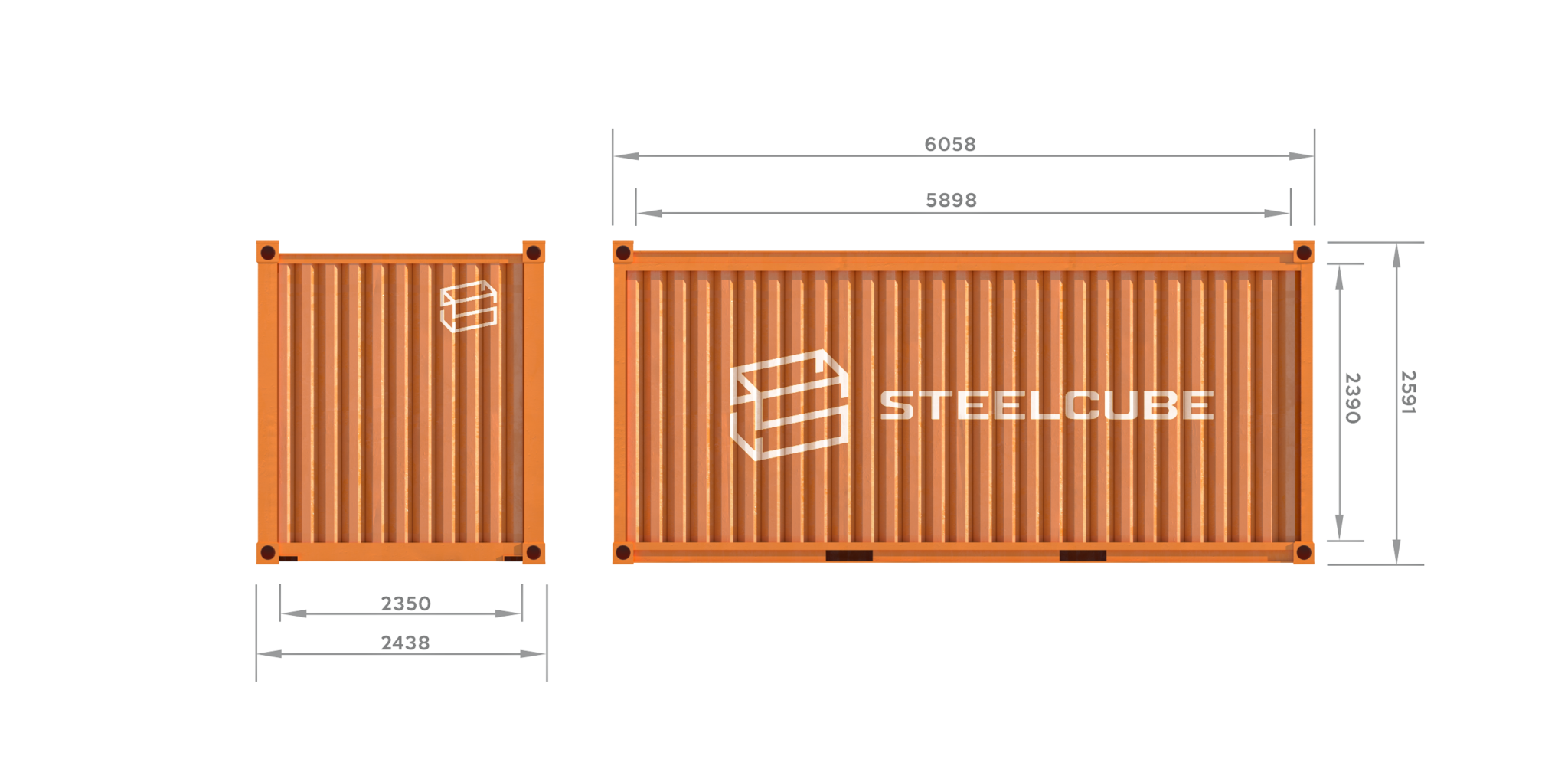 Kontener morski 20'DC OW - nowy, szary, stalowy - Steelcube